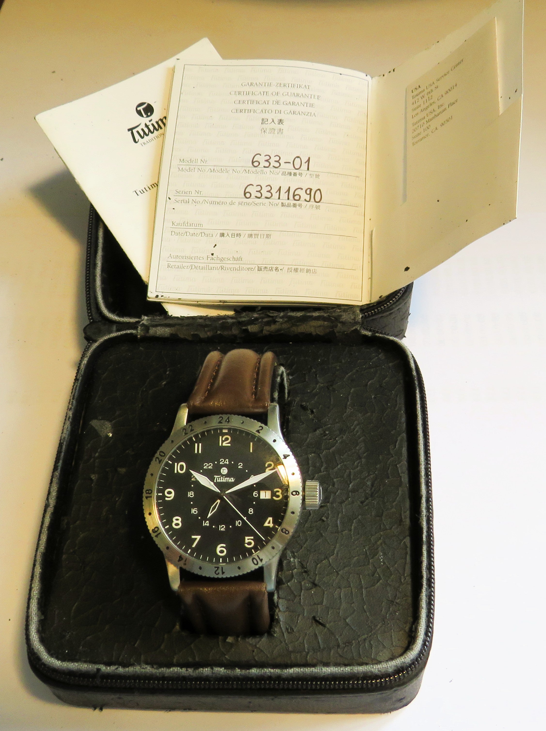 Tutima FX UTC Automatic, Model '633' rotating bezel 2 time zones Fulls ...